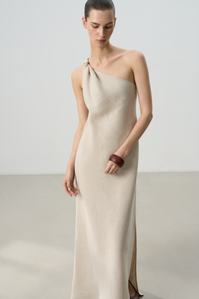 Платье из 100% льна с перекрутом купить в интернет-магазине BRUSNIKA