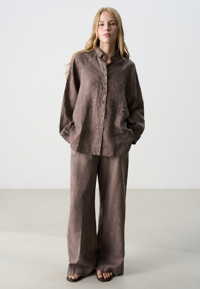 Рубашка из 100% льна с рукавом реглан купить в интернет-магазине BRUSNIKA